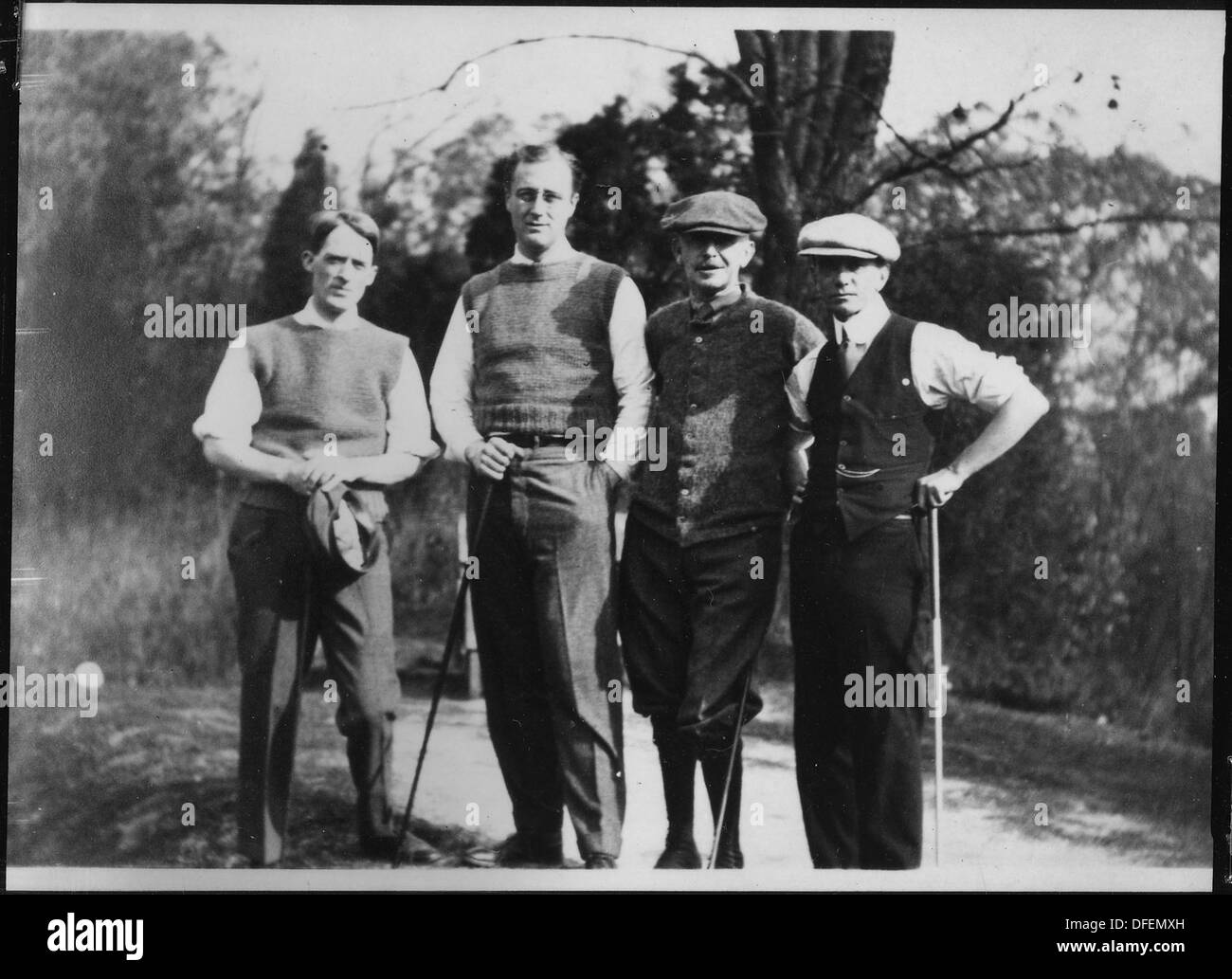 This photograph shows U.S. President Franklin D. Roosevelt with key ...