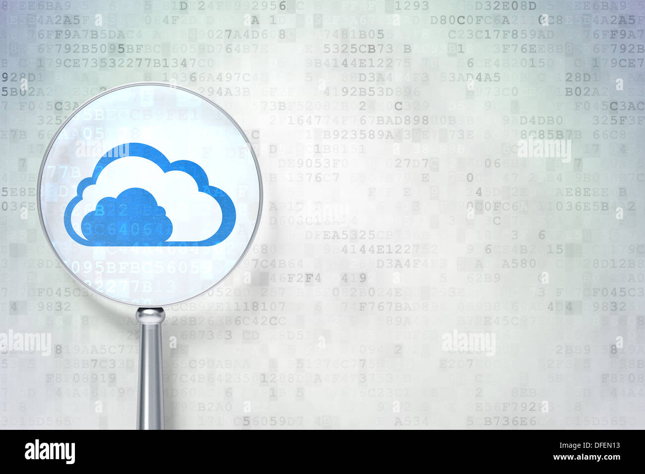 Cloud computing concept: Cloud with optical glass on digital ba Stock ...