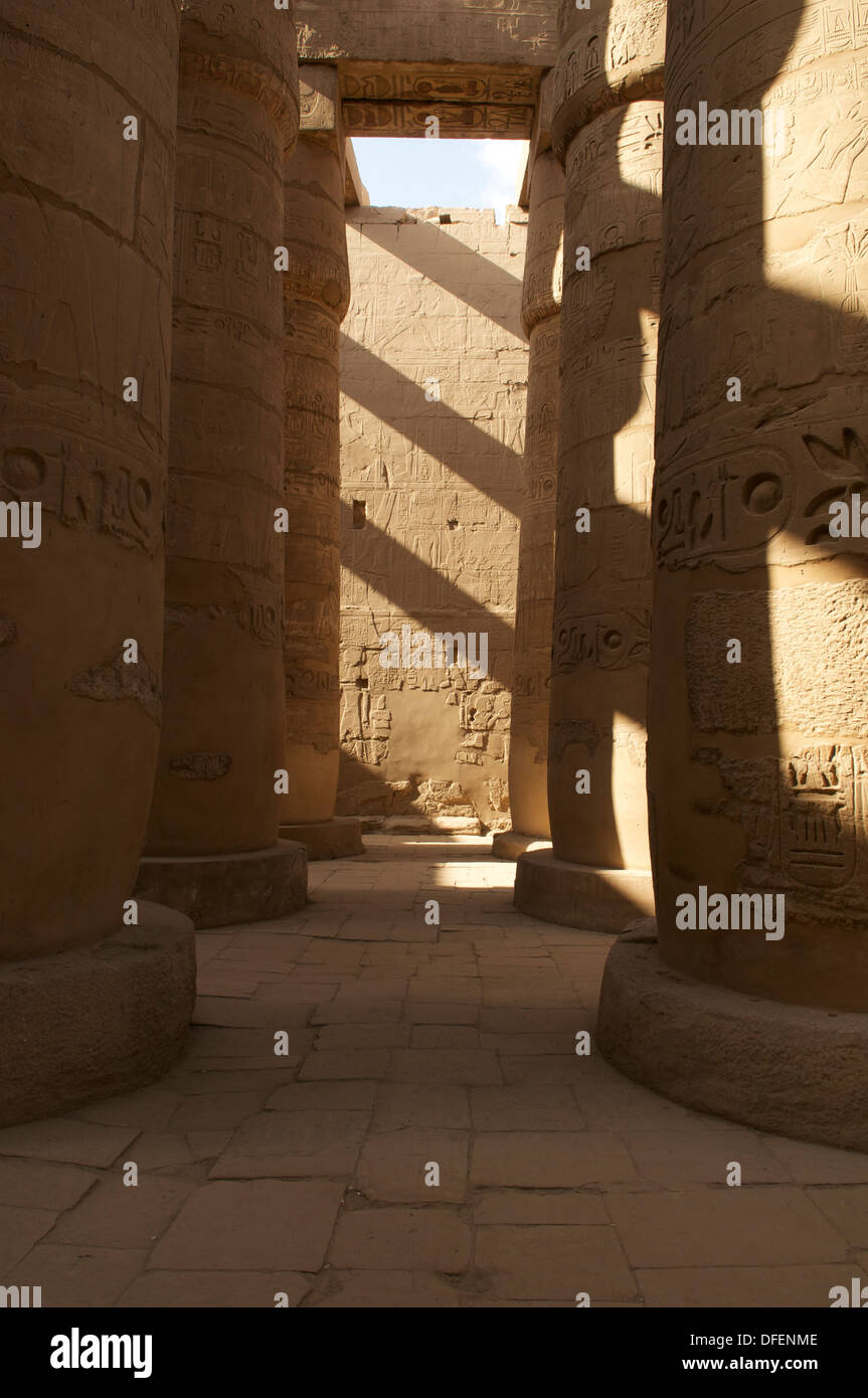 Columns within the Great Hypostyle Hall at Karnak, Egypt Stock Photo ...