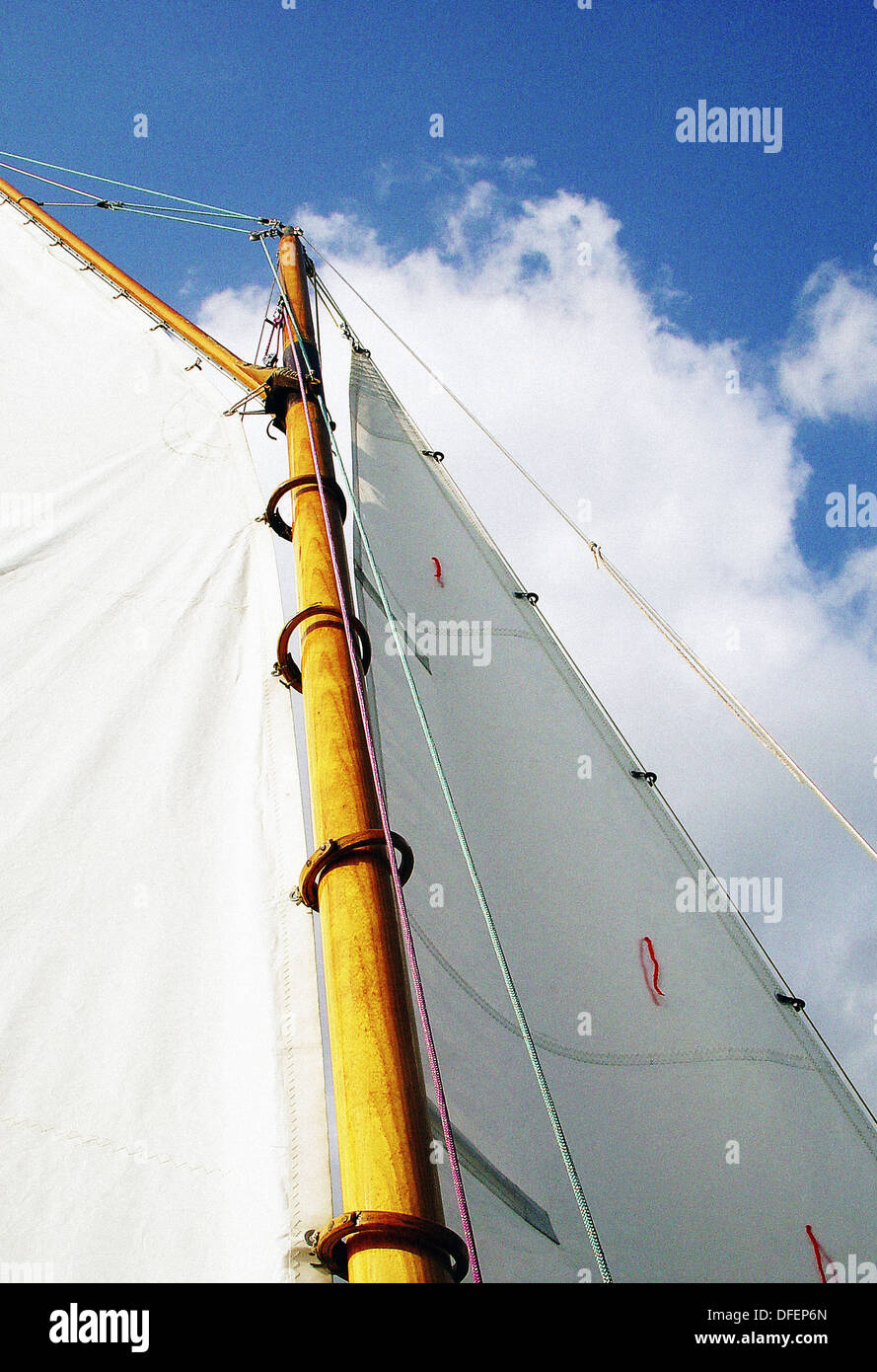 Gaff rig sails on a Hereshoff 12´5 sailboat Stock Photo - Alamy