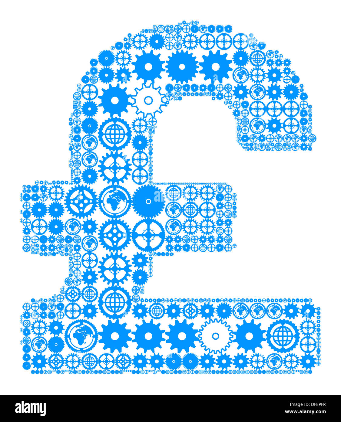 British pound sign on a white background, made of gears. Vector ...