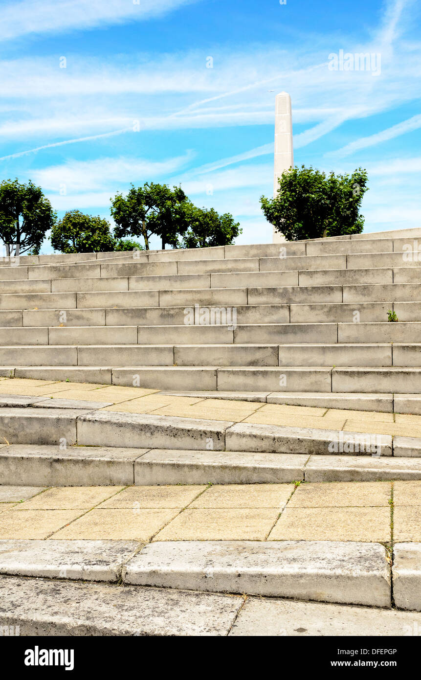 Obelisk in the Thames path at Rotherhithe - London, England Stock Photo ...