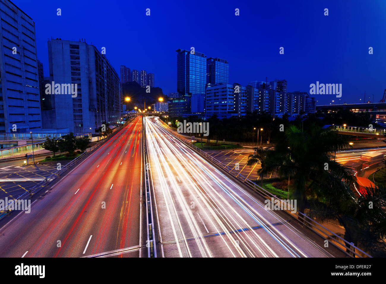 traffic light trails at night Stock Photo - Alamy