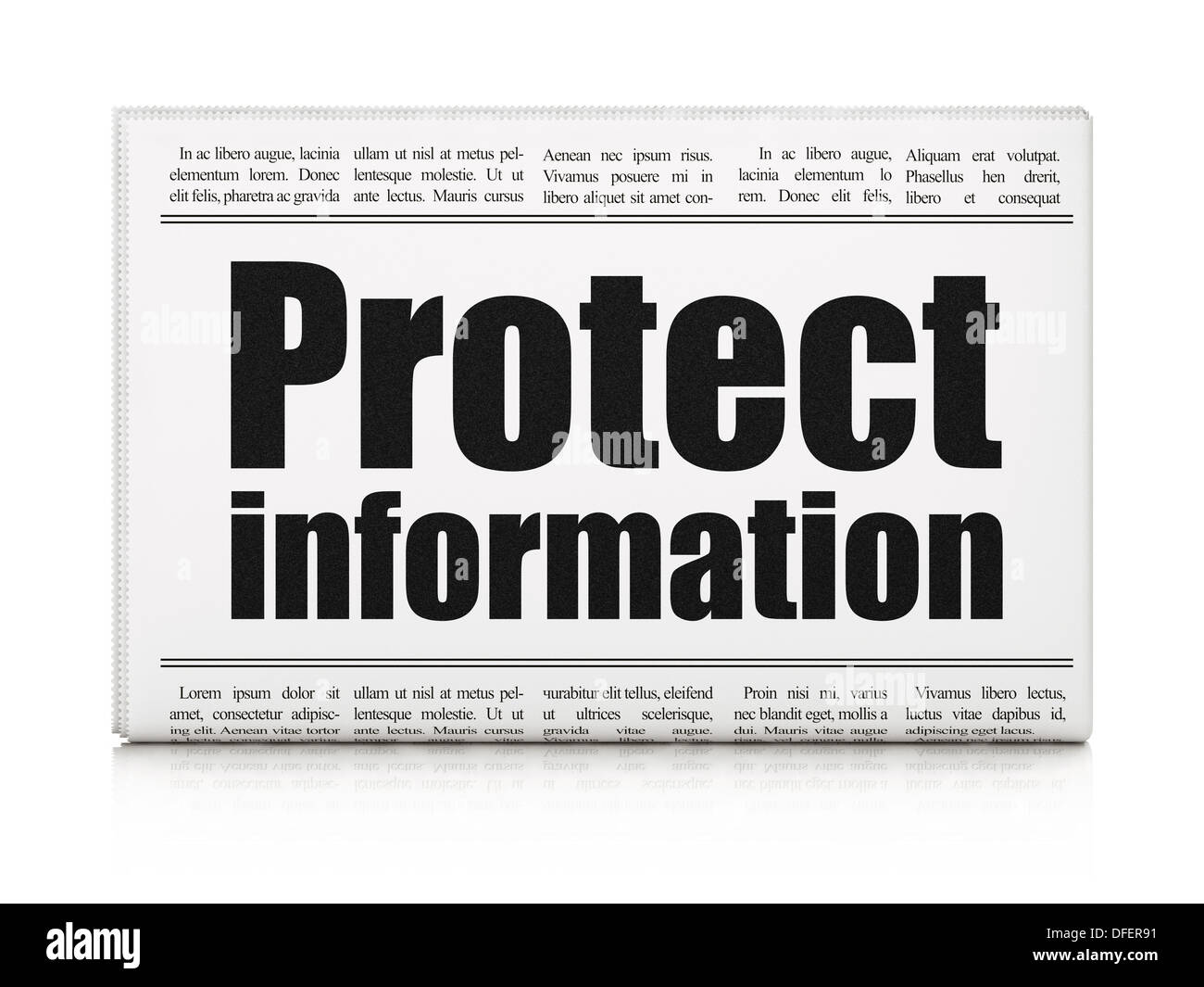 Security news concept: newspaper headline Protect Information Stock ...