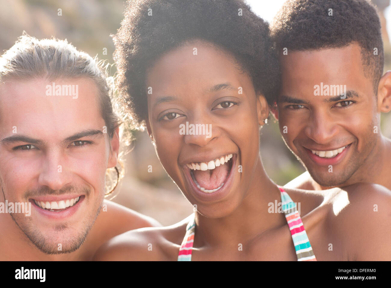 Portrait of smiling friends Stock Photo - Alamy
