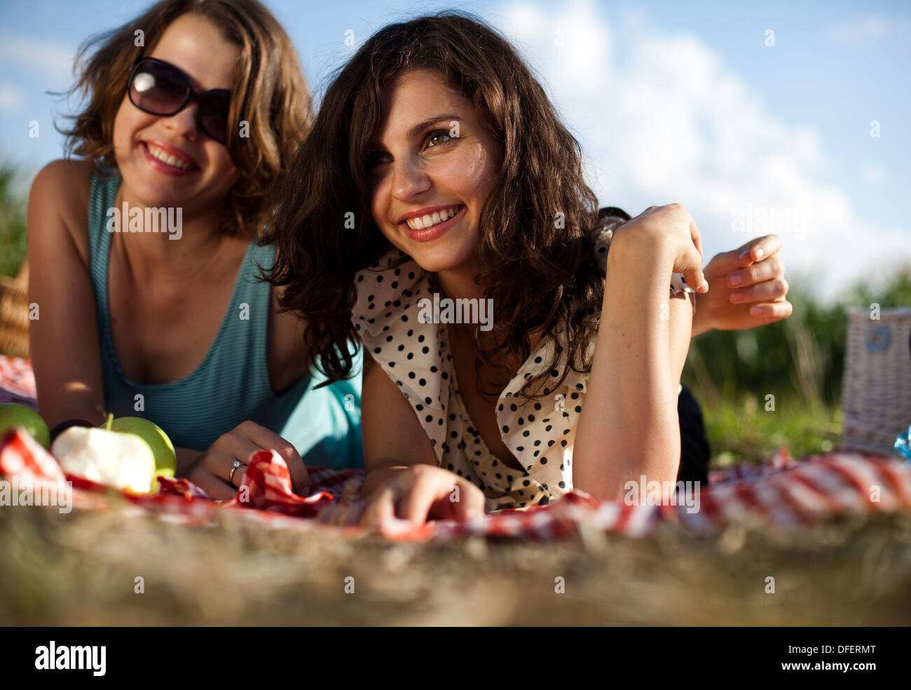 Girls on a picnic Stock Photo - Alamy