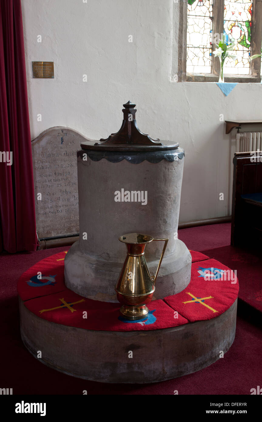 The font, St. Mary`s Church, Barwell, Leicestershire, England, UK Stock ...