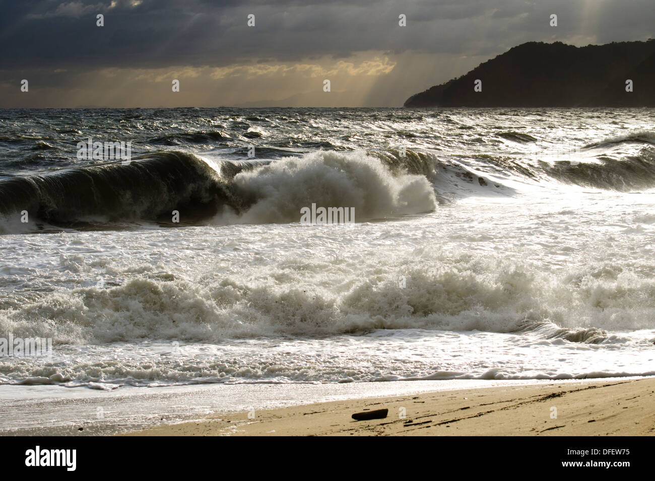 Pauba Beach, Sao Sebastiao, shore of Sao Paulo state, Brazil. Storm day ...