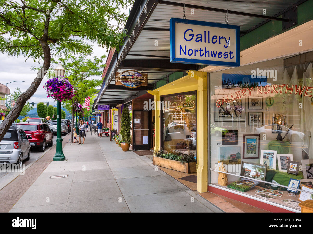 Galleries and shops on Sherman Avenue in downtown Coeur d'Alene, Idaho ...