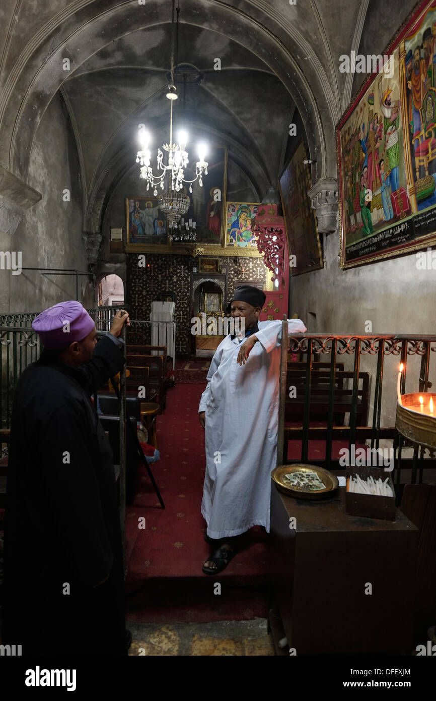 Ethiopian Orthodox Christians inside the small chapel dedicated to ...