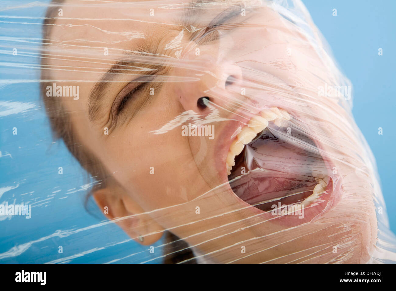 Female face plastic asphyxia hi-res stock photography and images - Alamy