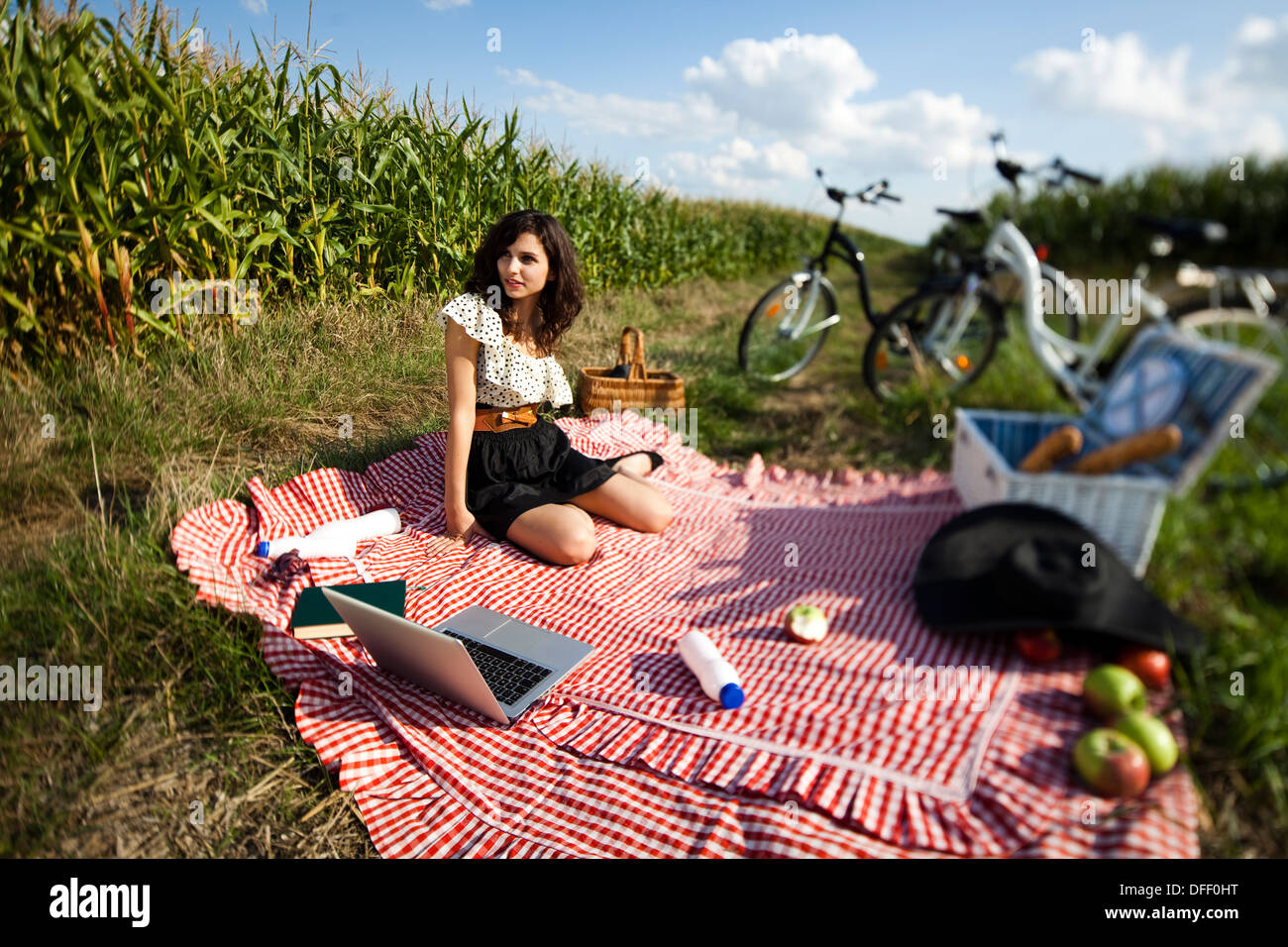 Girl on a picnic Stock Photo - Alamy