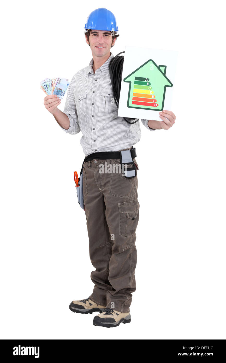 full-length portrait of electrician Stock Photo - Alamy