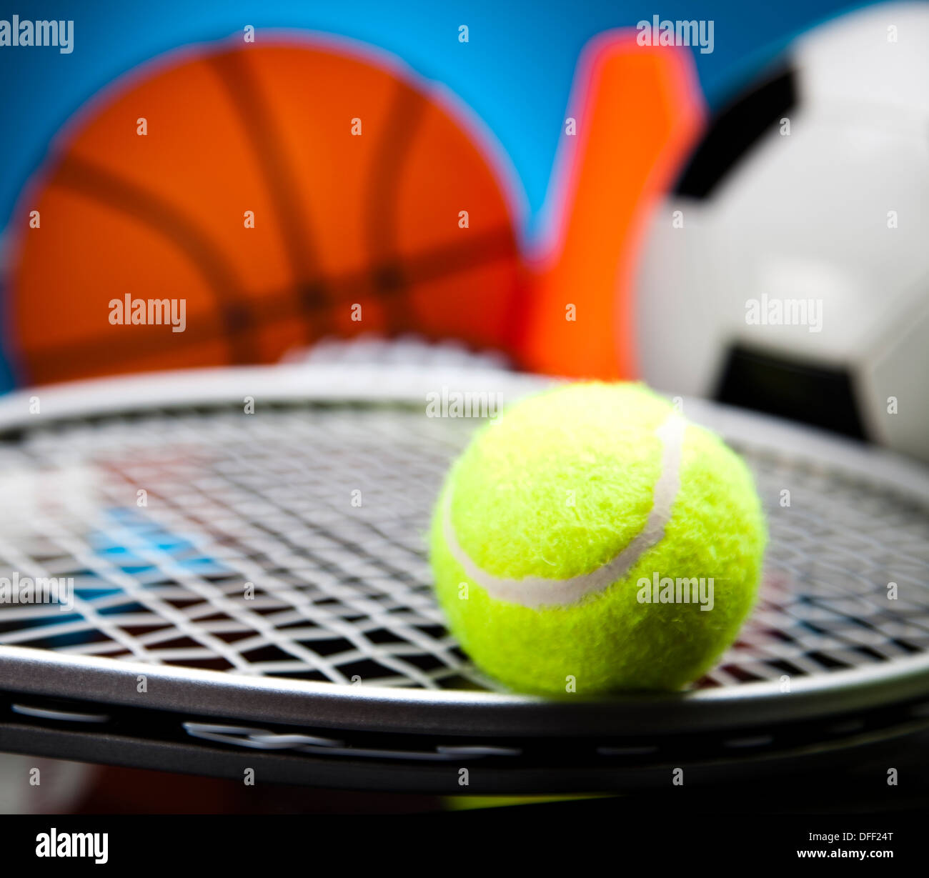 Four Sports, a lot of balls and stuff Stock Photo - Alamy
