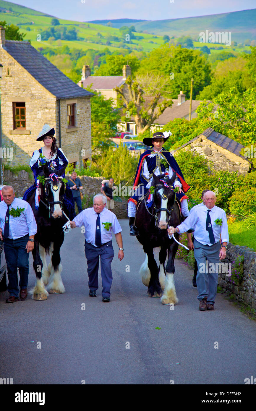 Castleton Garland Day Custom, Castleton, Derbyshire, England Stock ...