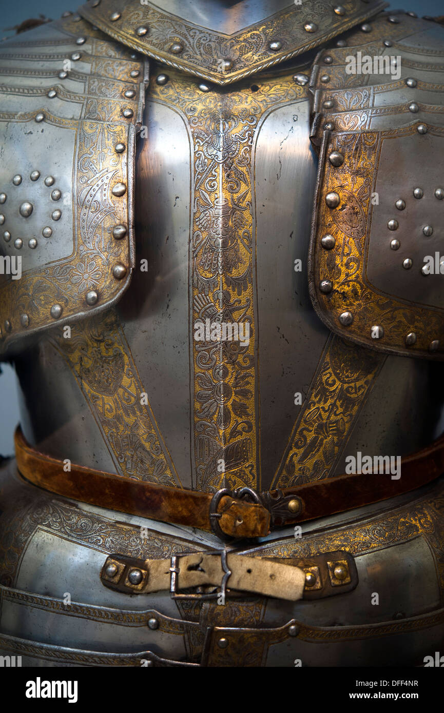 Medieval knight's helm providing protection at a tournament combat ...