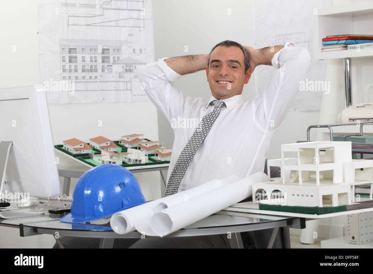 Happy architect in his office Stock Photo - Alamy