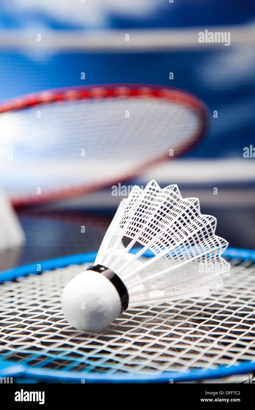 Shuttlecock on badminton racket hi-res stock photography and images - Alamy