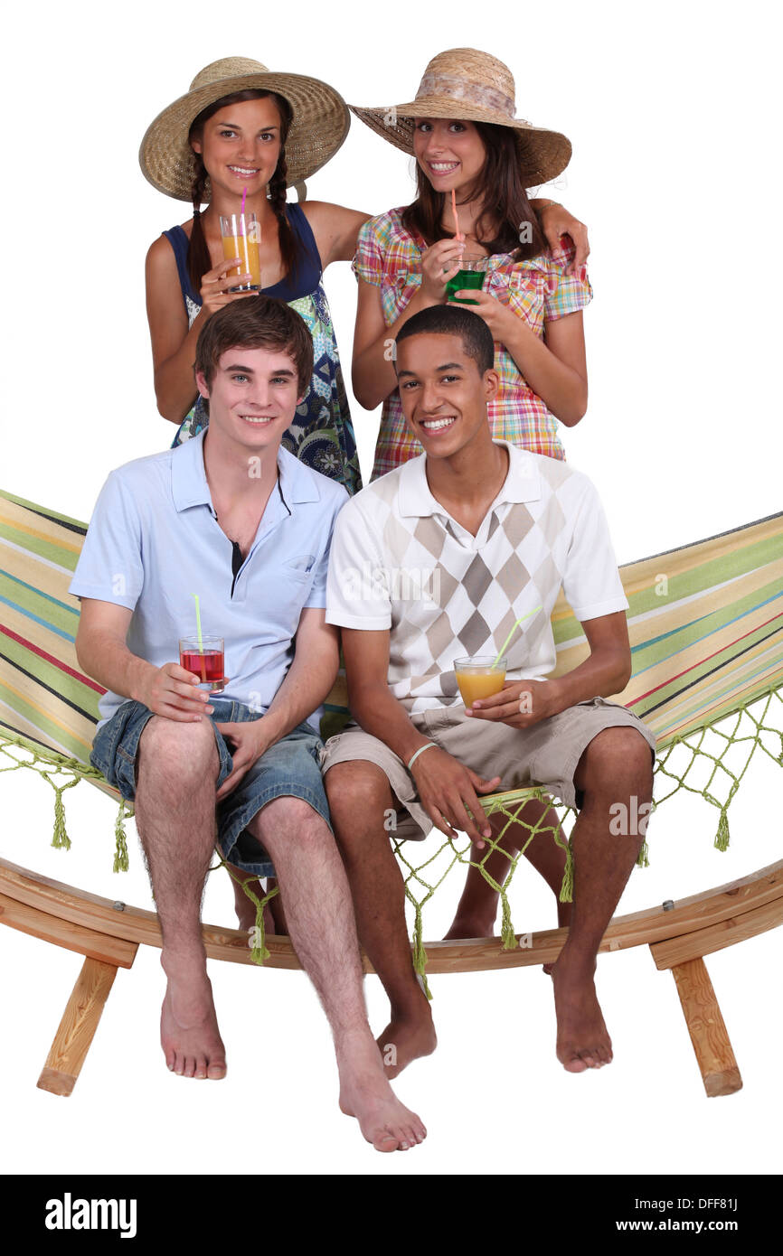 Young people on holiday together Stock Photo - Alamy