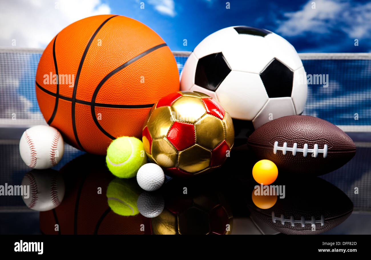 Assorted sports equipment Stock Photo - Alamy