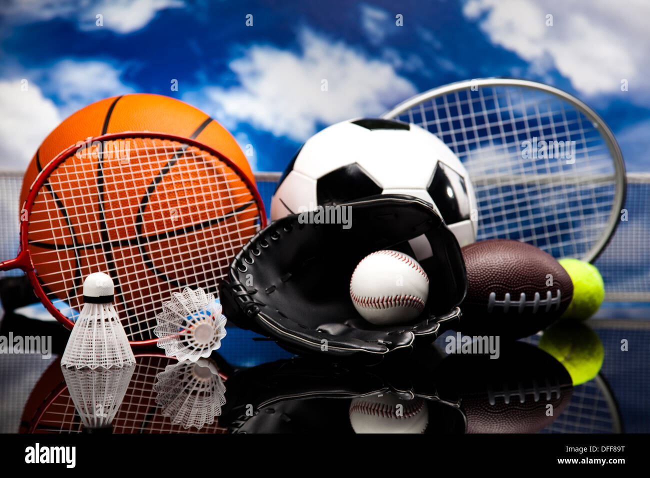 Sport equipment and balls Stock Photo - Alamy