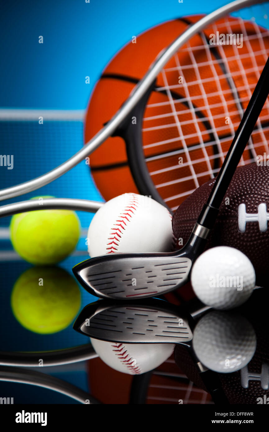 Assorted sports equipment Stock Photo - Alamy