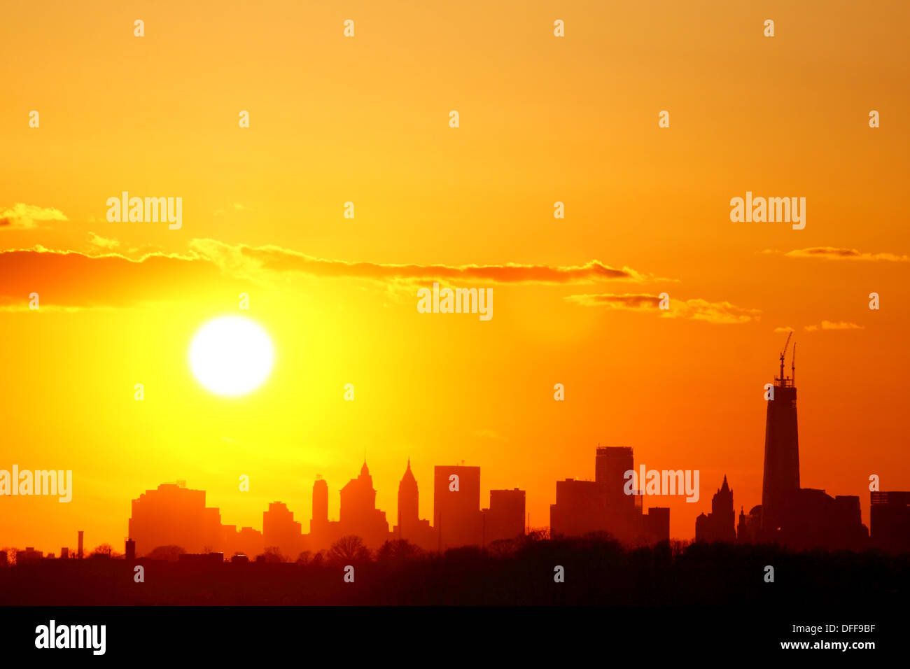 New York City Skyline at Sunset , Lower Manhattan Stock Photo - Alamy