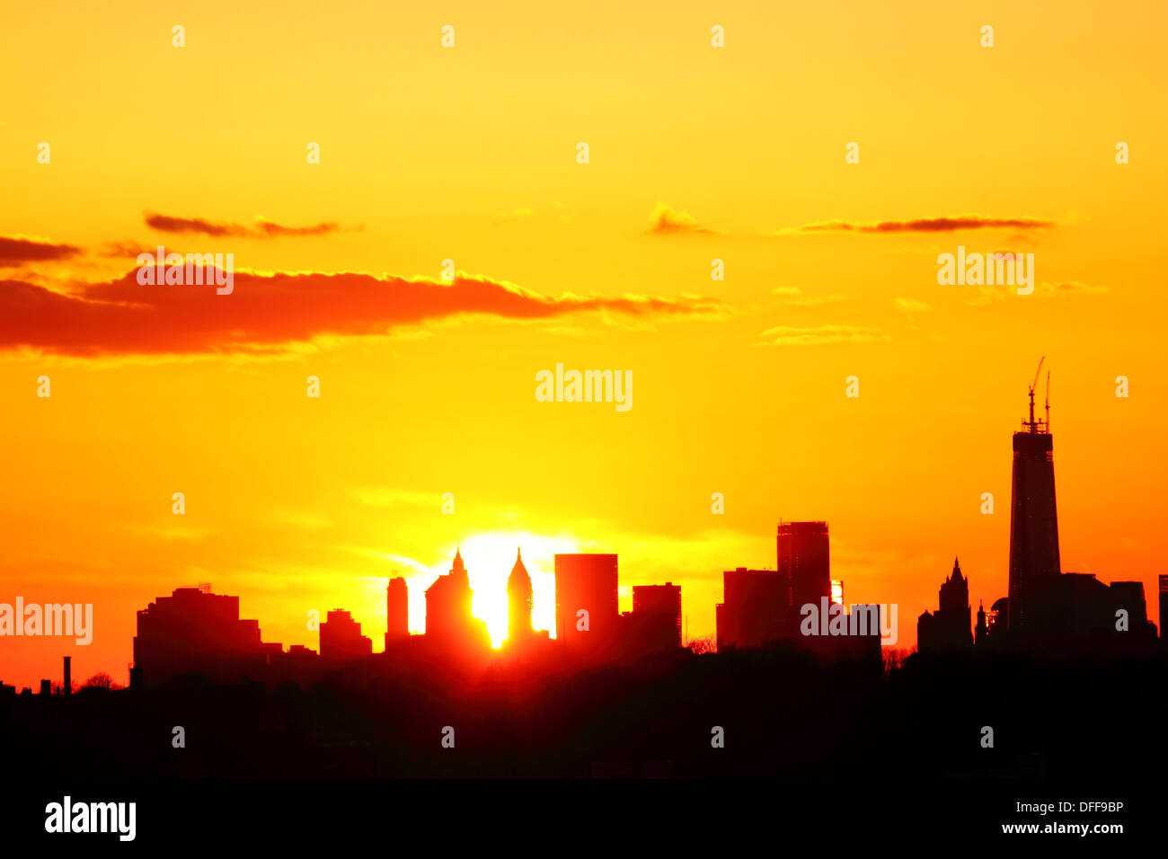 New York City Skyline at Sunset , Lower Manhattan Stock Photo - Alamy