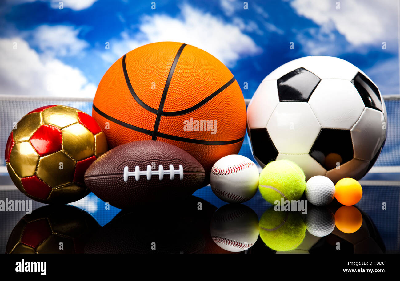 Sport equipment and balls Stock Photo - Alamy