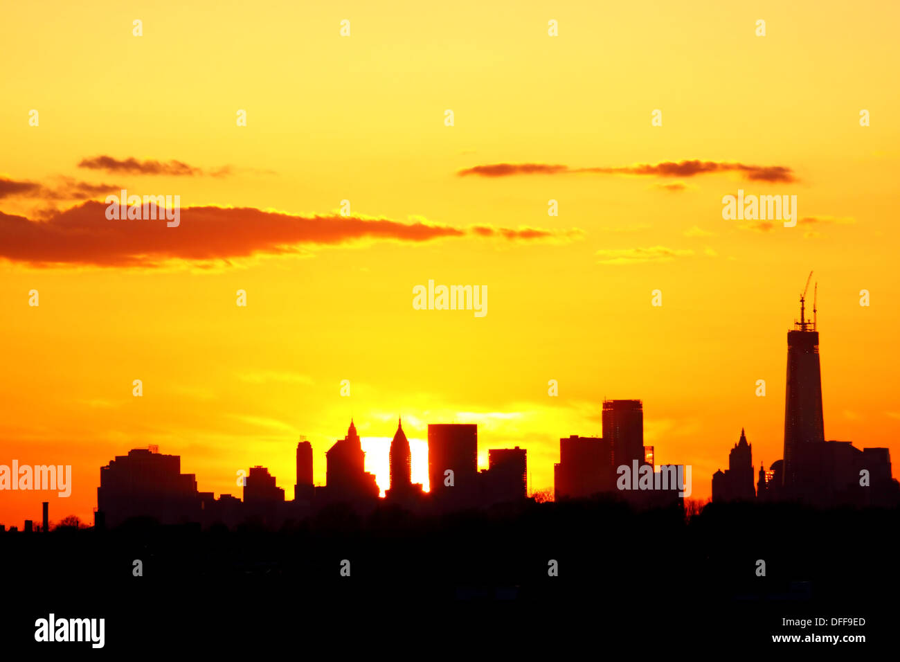New York City Skyline at Sunset , Lower Manhattan Stock Photo - Alamy