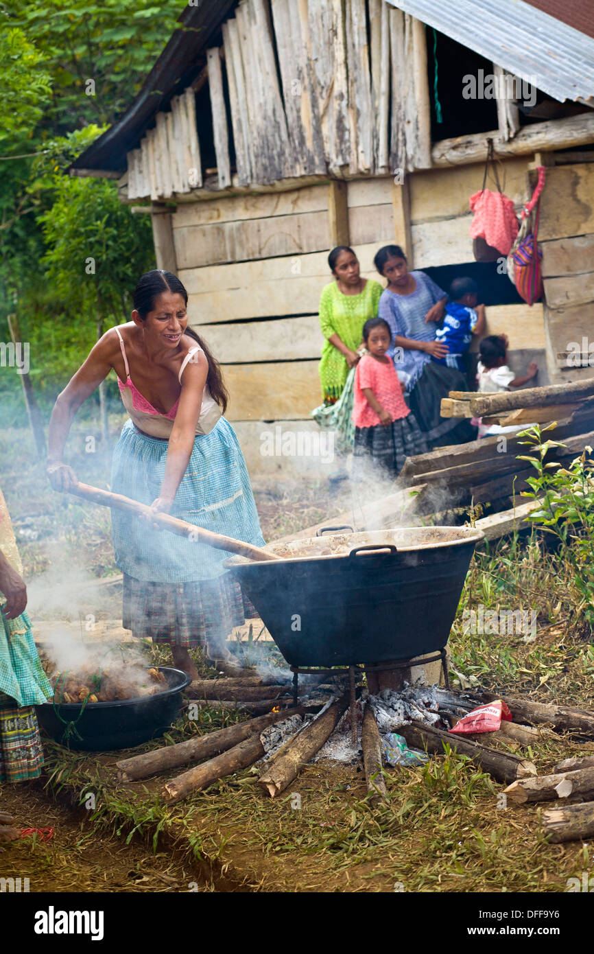 Indigenous Maya Woman Cooking Traditional High Resolution Stock ...