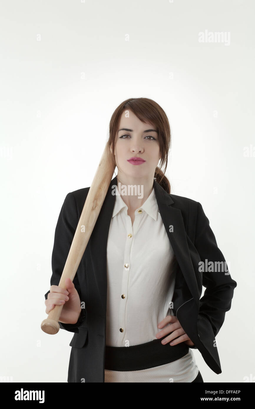 woman in a sharp business suit hold a baseball bat Stock Photo - Alamy