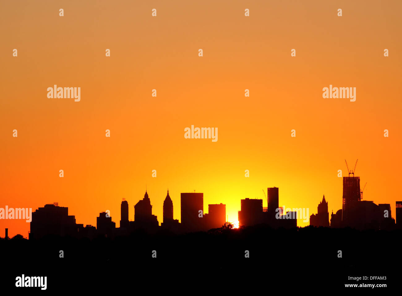 New York City Skyline at Sunset , Lower Manhattan Stock Photo - Alamy