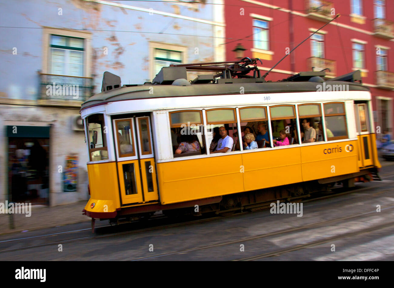 Lisbon street scene tram hi-res stock photography and images - Alamy