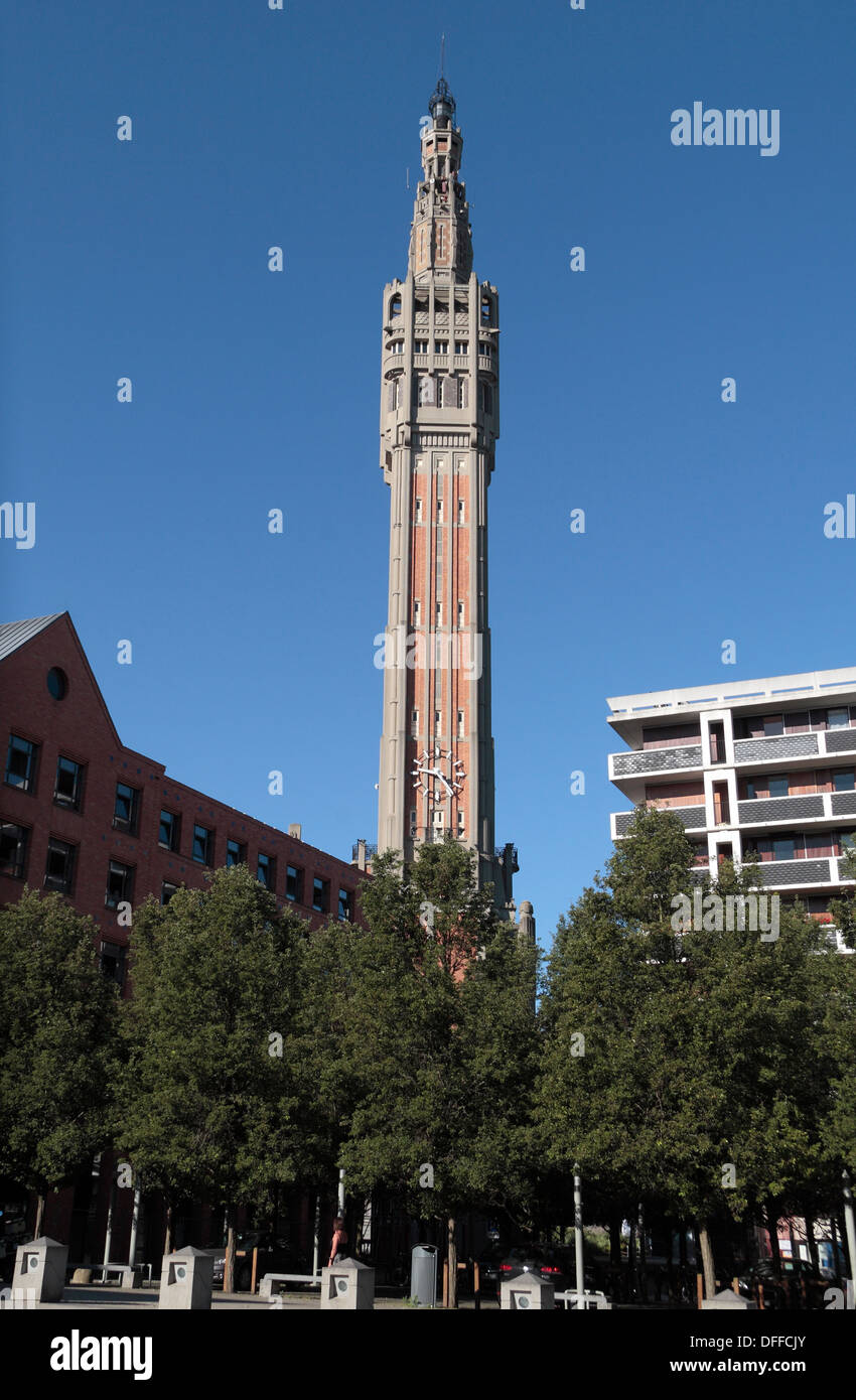 The town hall Belfry tower, a World Heritage Site, in Lille, Nord-Pas ...