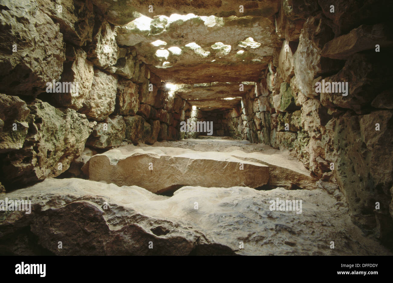 Interior of ´Naveta des Tudons´, prehistoric monument from the Stock ...