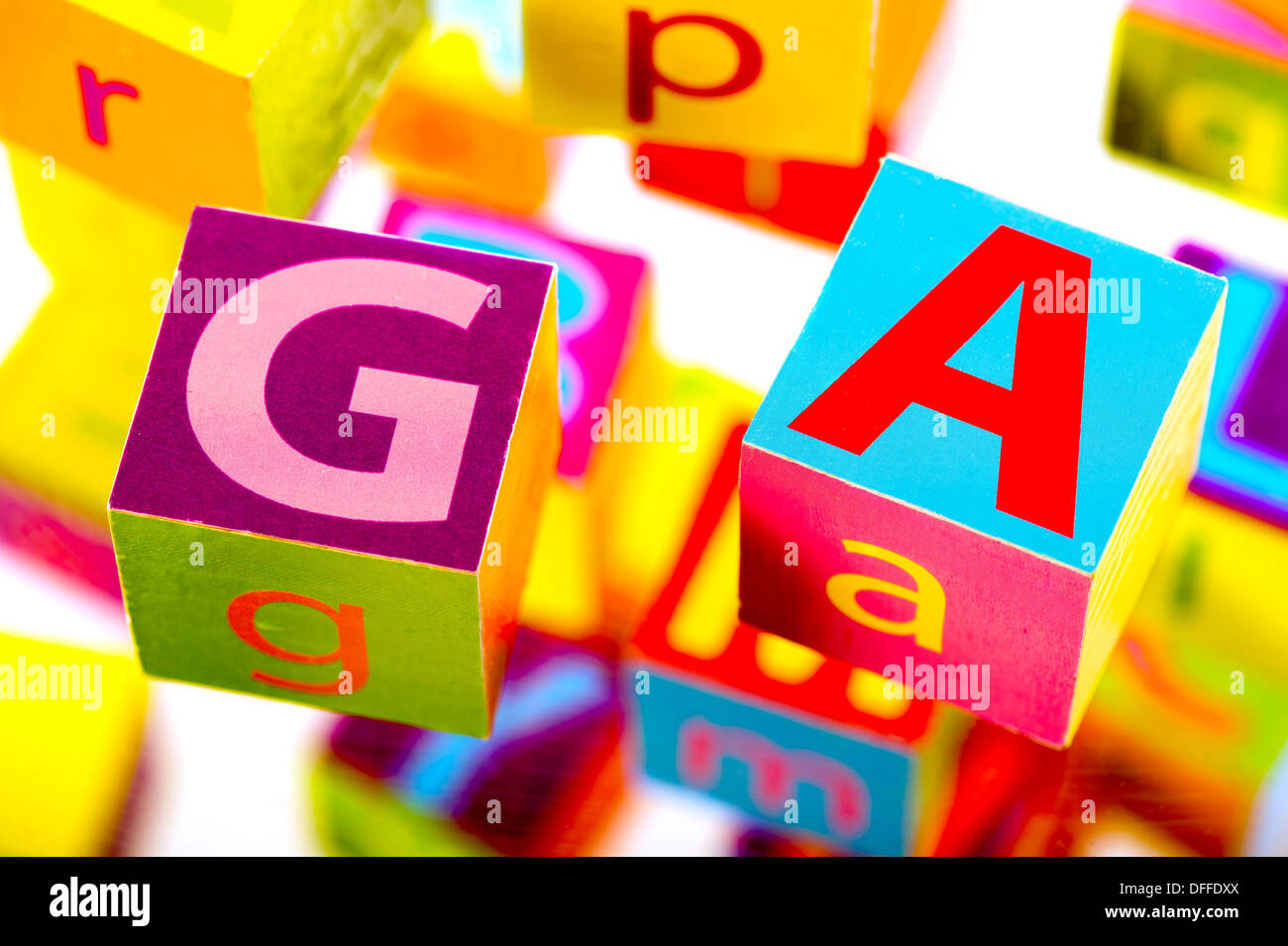 Educational blocks in 3D on white background Stock Photo - Alamy