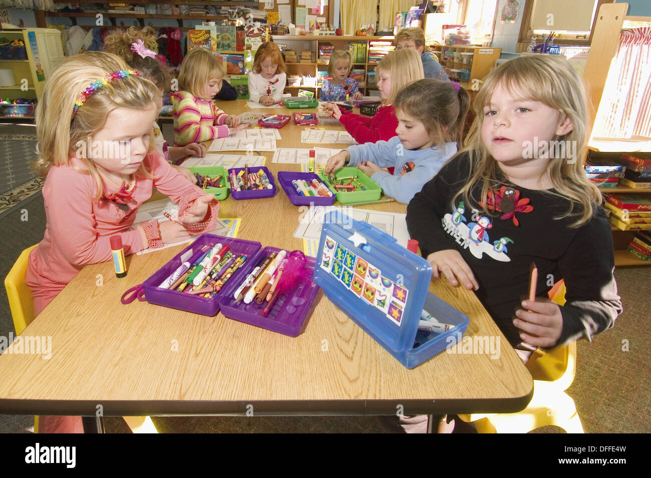 Kindergarten class activities. Catholic school Stock Photo - Alamy