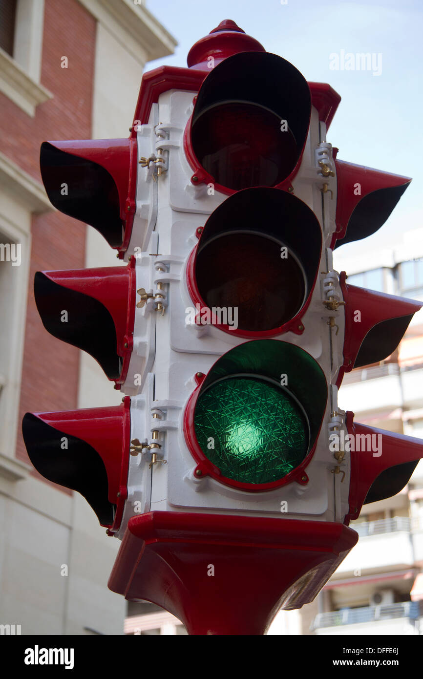 Old Fashioned Traffic Lights on Green Stock Photo - Alamy