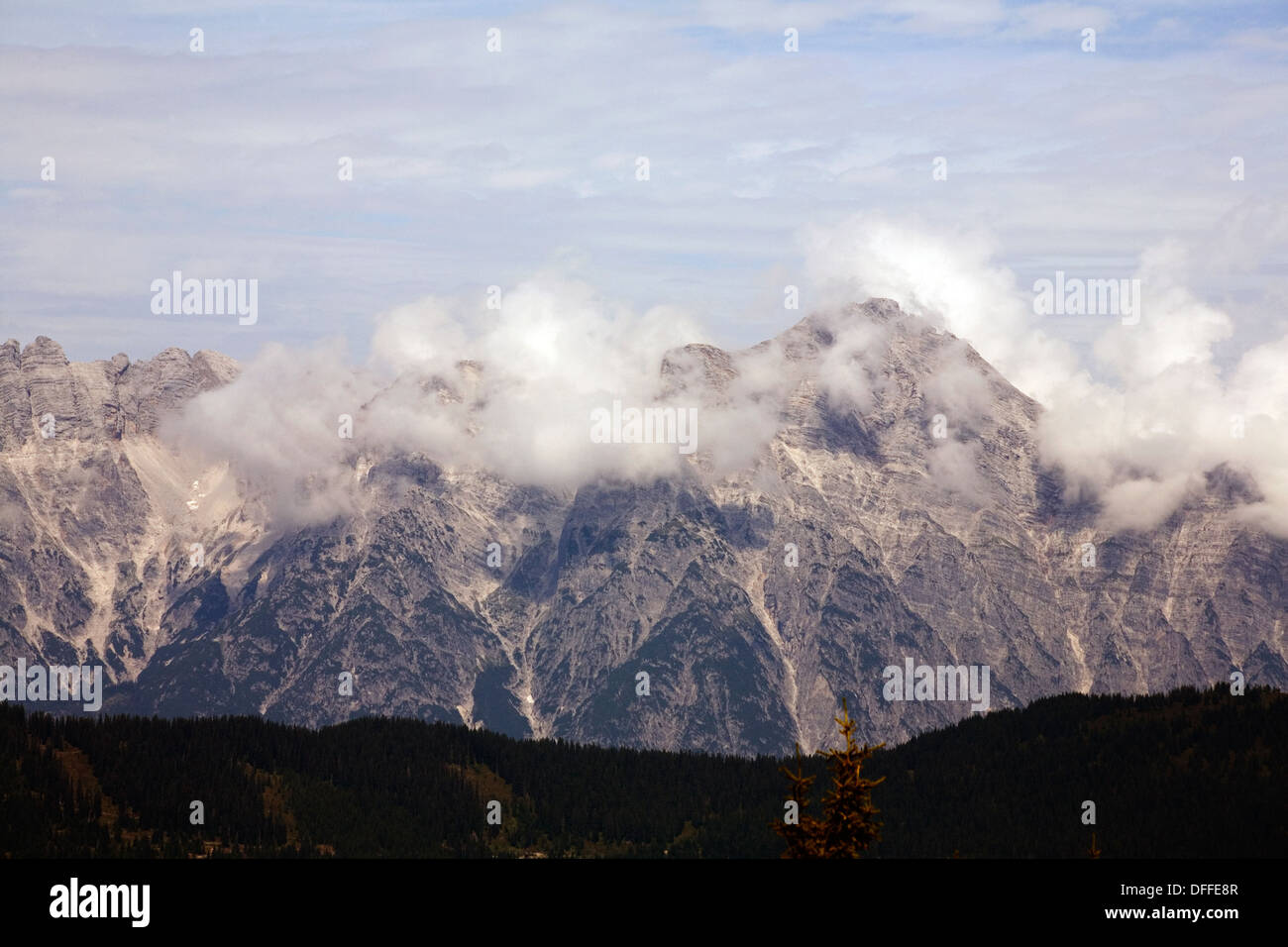 Cloud building beneath the summits of The Steineres Meer Alps above ...