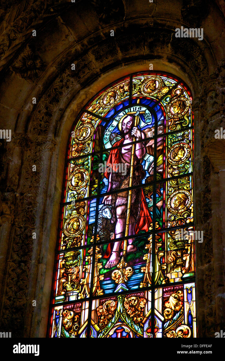 Stained Glass Window, Mosteiro dos Jeronimos, Lisbon, Portugal, South ...