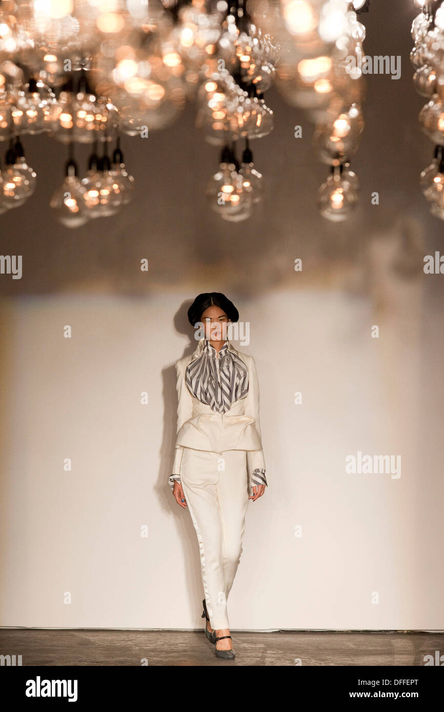 Model on the catwalk at the Corrie Nielsen fashion show during London ...