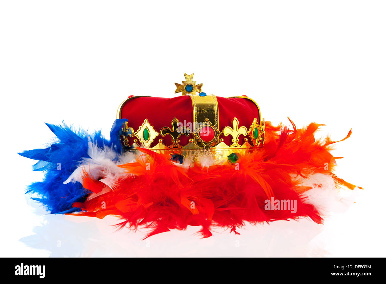 Dutch golden crown with flag colors for the king isolated over white ...