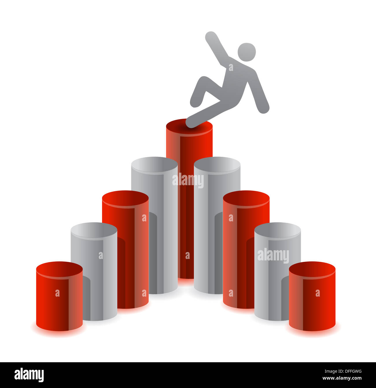 Man falling from top of graph Stock Photo - Alamy