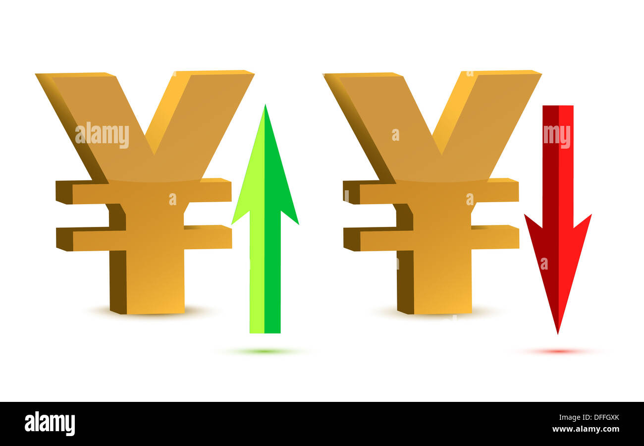 Raising and falling yen sign currency Stock Photo - Alamy
