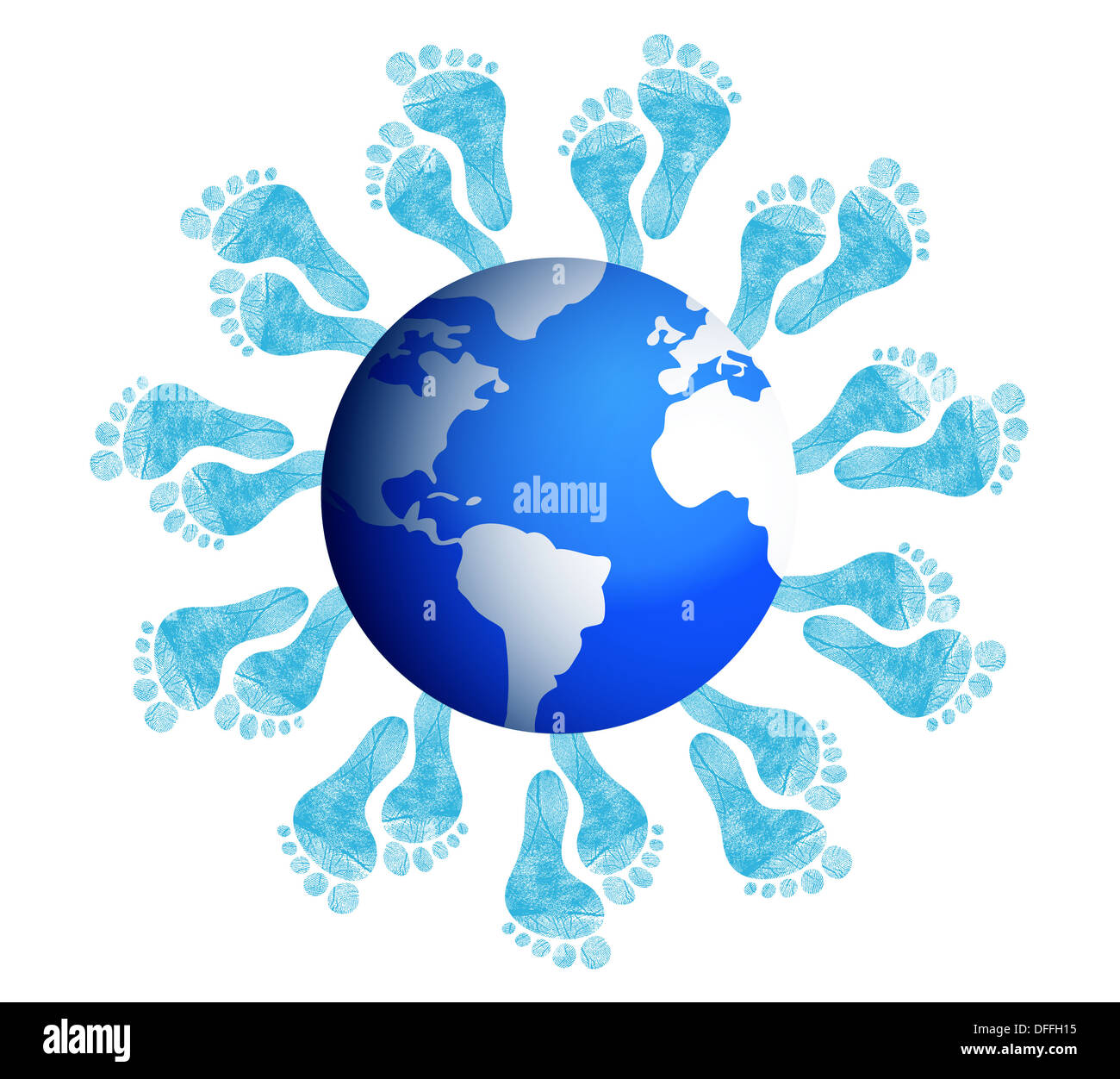 foot prints around the earth illustration design on white Stock Photo ...
