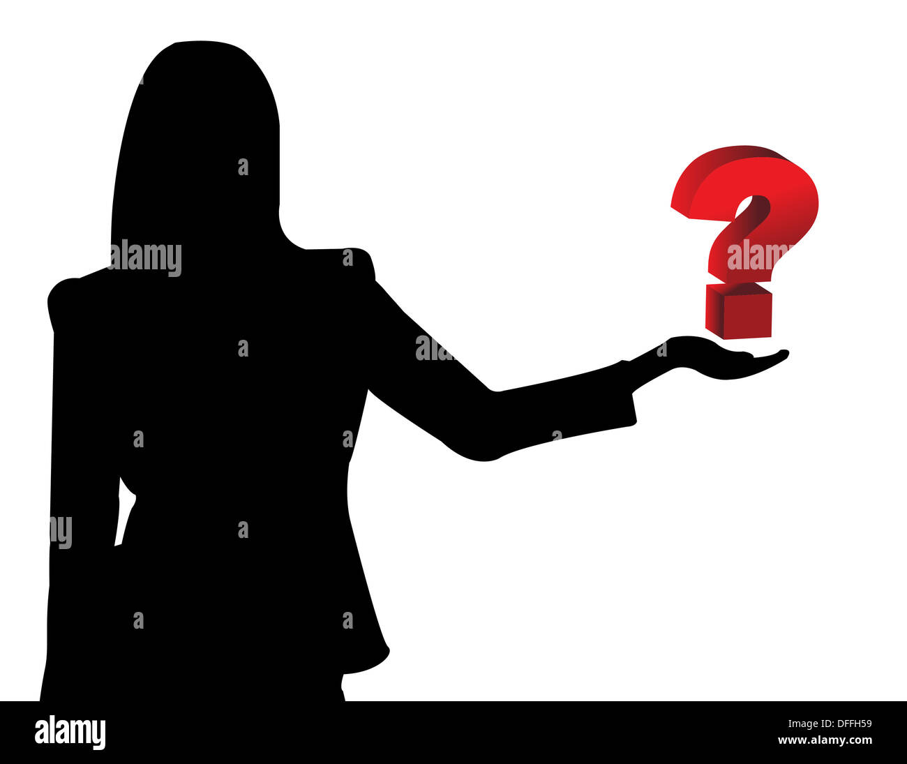 Business woman showing question symbol Stock Photo - Alamy