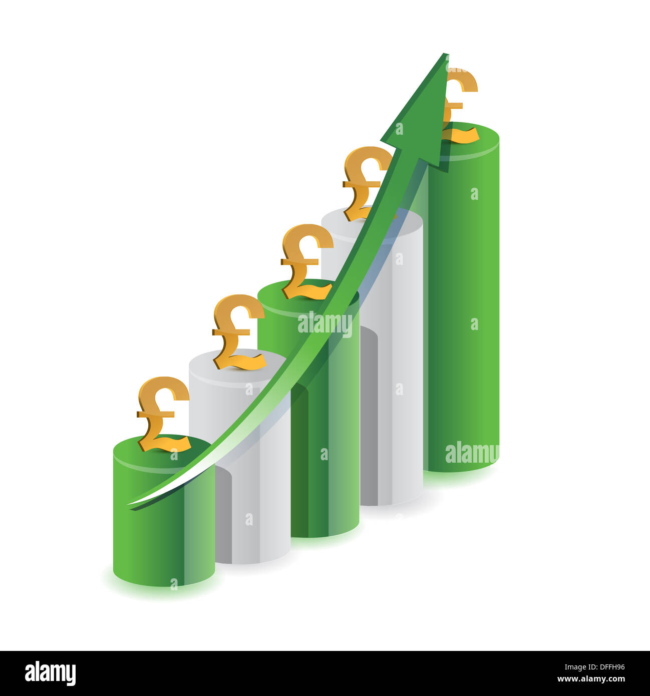 British pound graph illustration design over white Stock Photo - Alamy