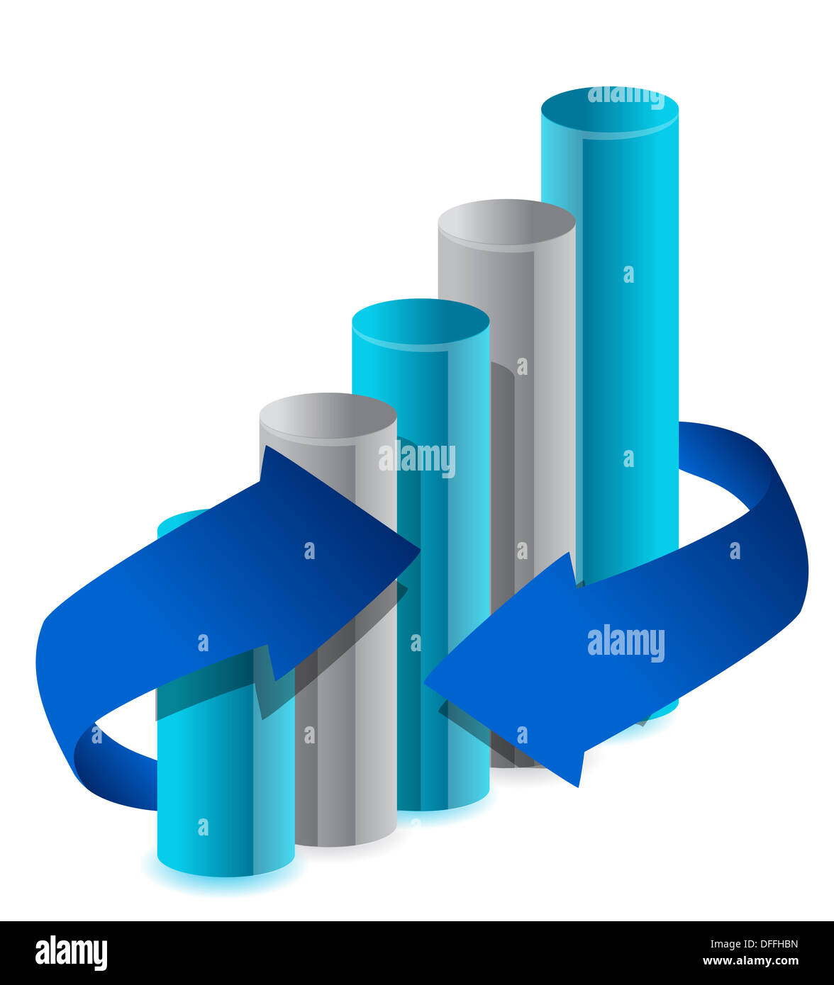 blue business graph illustration design on white Stock Photo - Alamy
