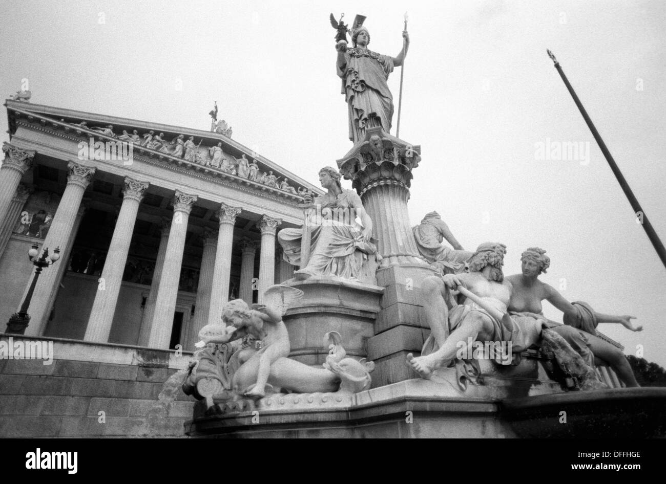 Statues in front parliament building Black and White Stock Photos ...